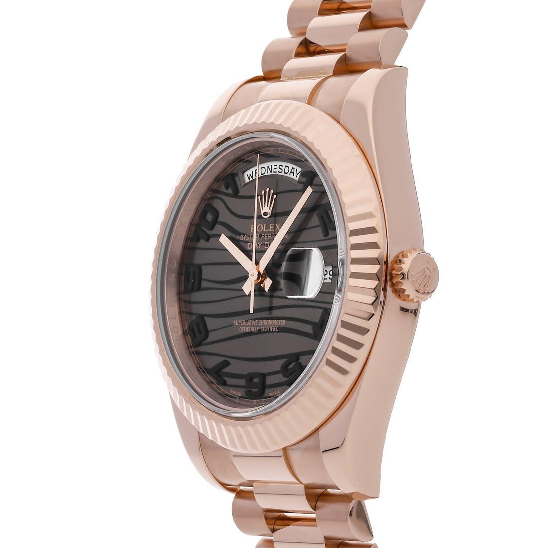 Rolex Day Date 2 41mm Rose Gold Chocolate Wave Dial 218235 – Clock ...