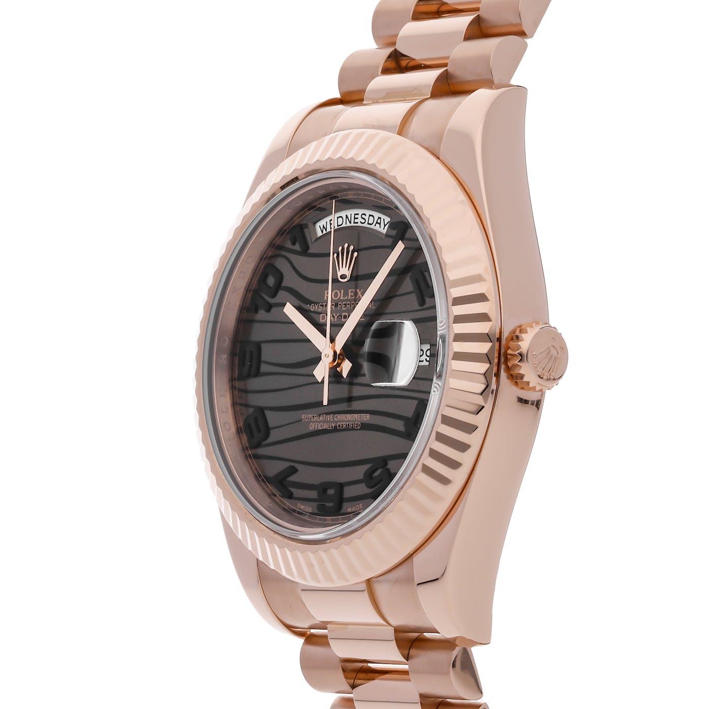 Rolex Day Date 2 41mm Rose Gold Chocolate Wave Dial 218235 – Clock ...
