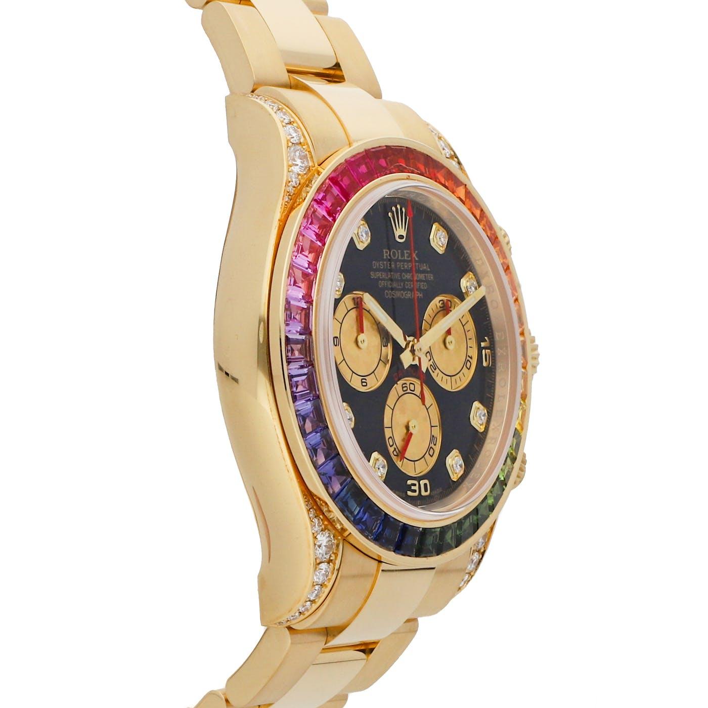 Rolex Daytona Yellow Gold Rainbow Factory Set 116598RBOW – Clock Concierge