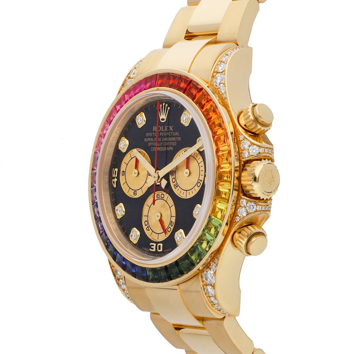 Rolex Daytona Yellow Gold Rainbow Factory Set 116598RBOW – Clock Concierge
