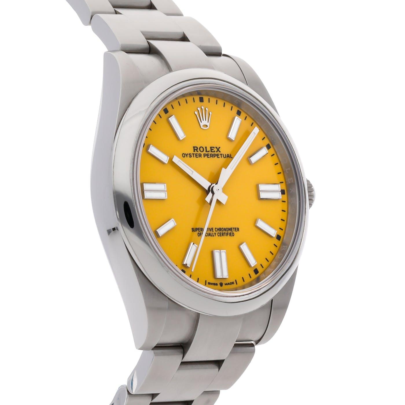 Rolex Oyster Perpetual 41mm Mustard Yellow 124300 – Clock Concierge